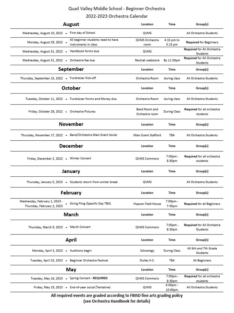 2022-2023 Calendar - Beginners | PDF