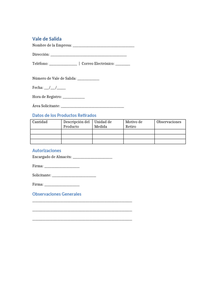 Vale de Salida | PDF