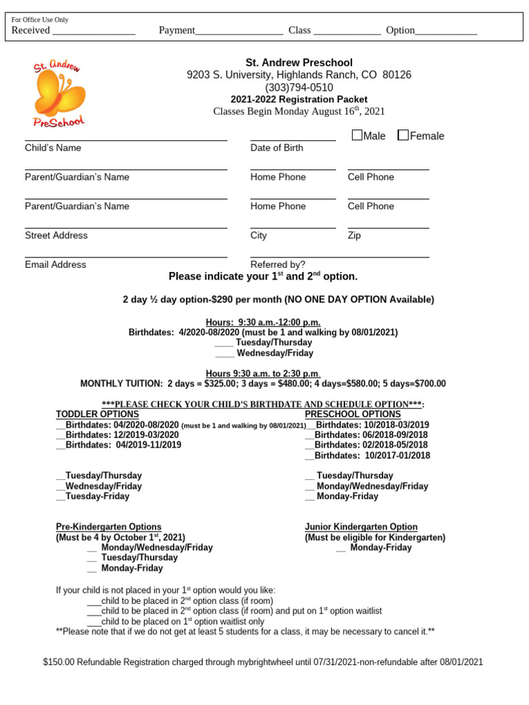 Registration Packet For 2021-22 2 | PDF | Sunscreen