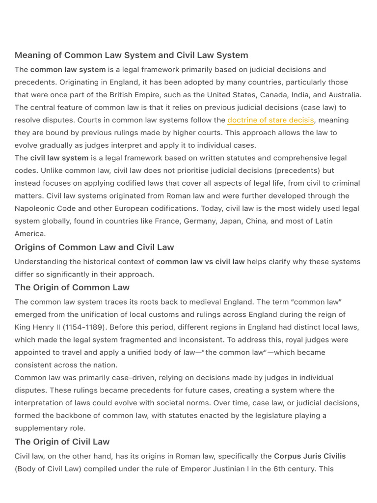 Common law v. civil law | PDF | Common Law | Civil Law (Legal System)