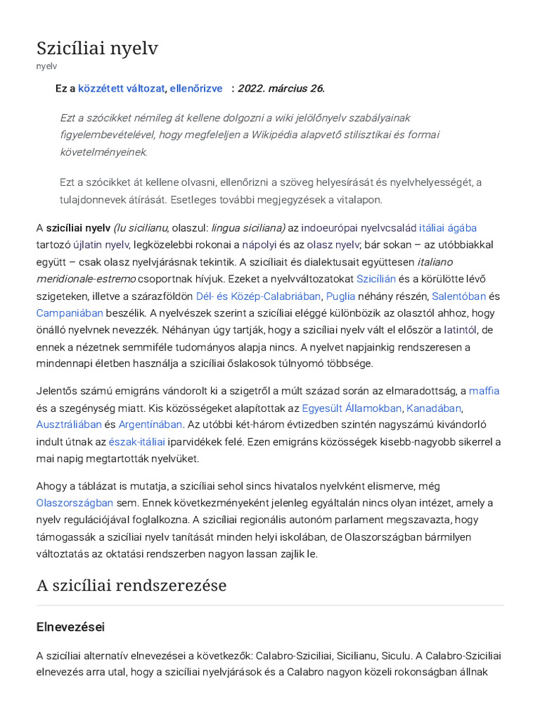 Szicíliai Nyelv | PDF