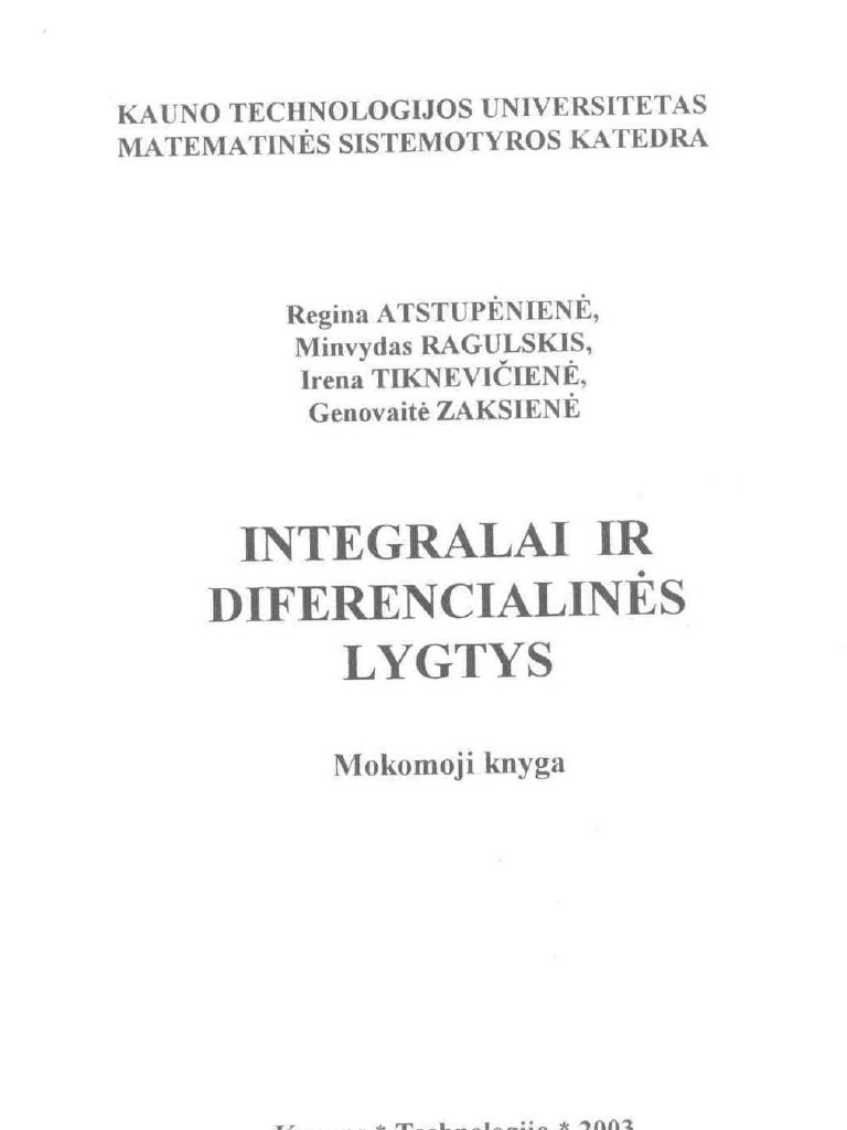 Integralai Ir Diferencialines Lygtys | PDF
