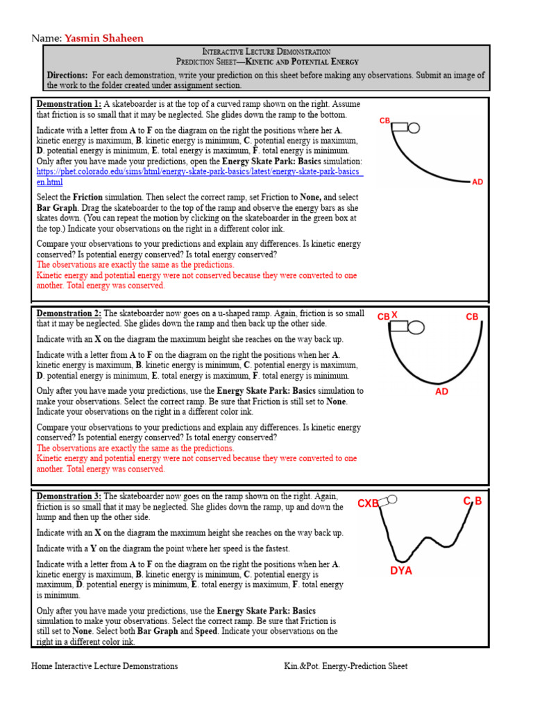 Kinetic and Potential energy.docx | PDF | Friction | Kinetic Energy