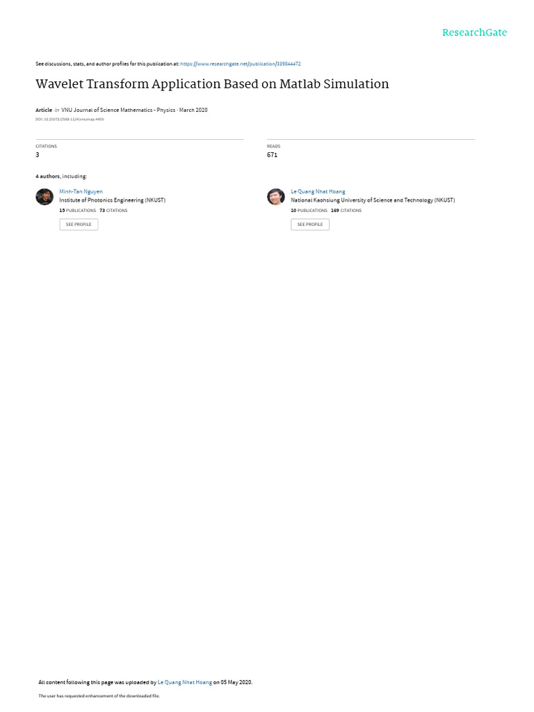 Wavelet Transform Application Based On Matlab Simu | PDF | Orthogonal ...