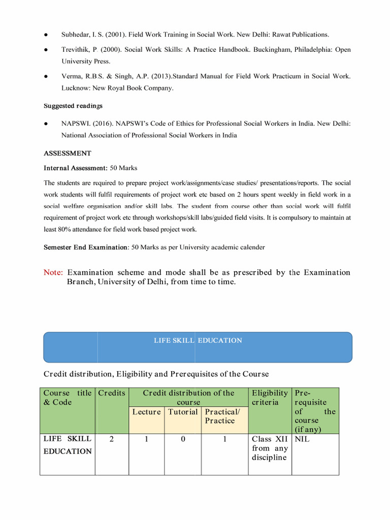 Life Skill Education SEC Syllabus | PDF