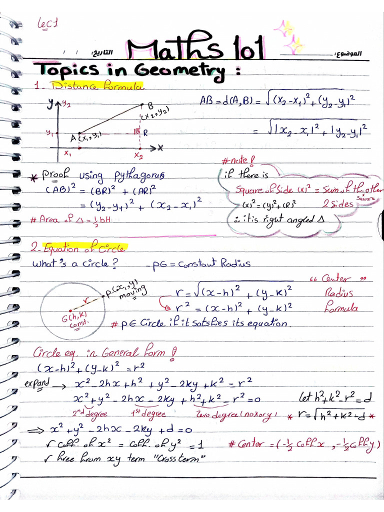 By Retaj Hany - Lec1 Maths101 Geometry ! | PDF