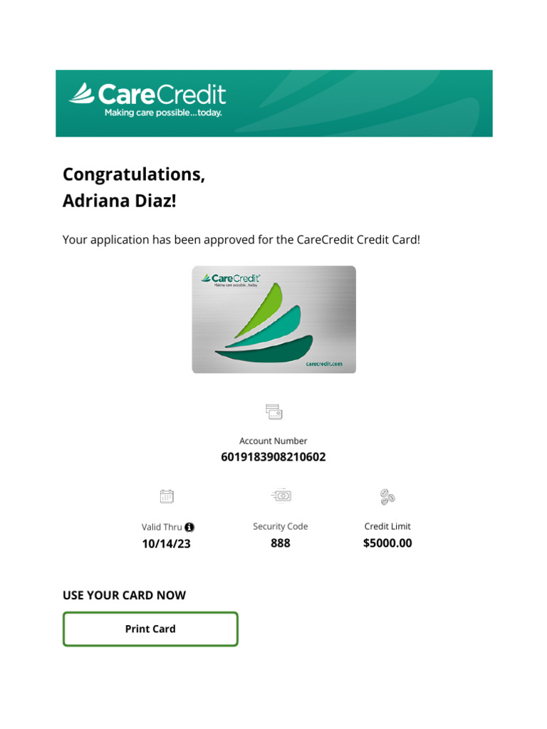 Prequalify - CareCredit - Application Decision | PDF