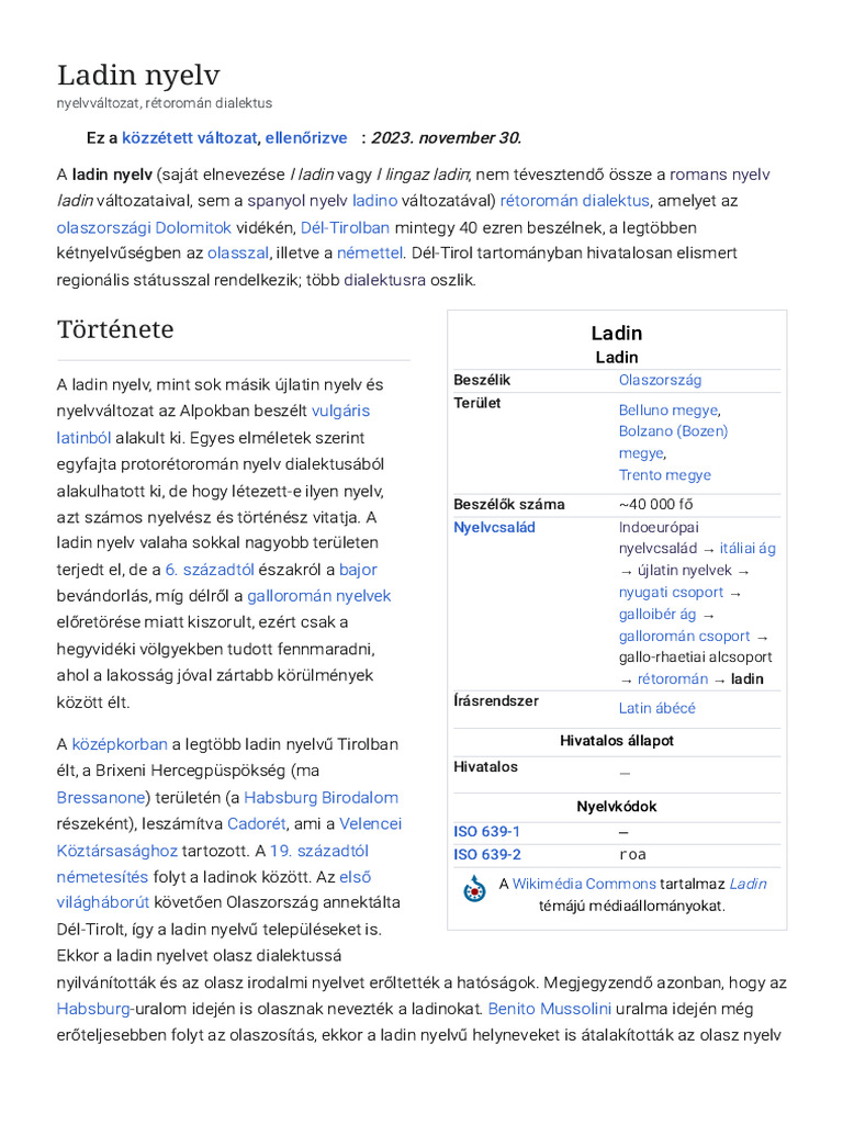 Ladin Nyelv | PDF