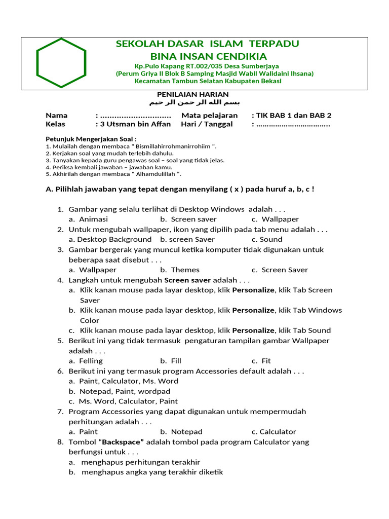 PH Tik Kelas 3 Bab 1 Dan Bab 2 | PDF