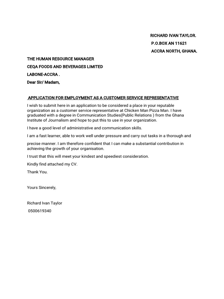 Application Letter (IVAN) | PDF