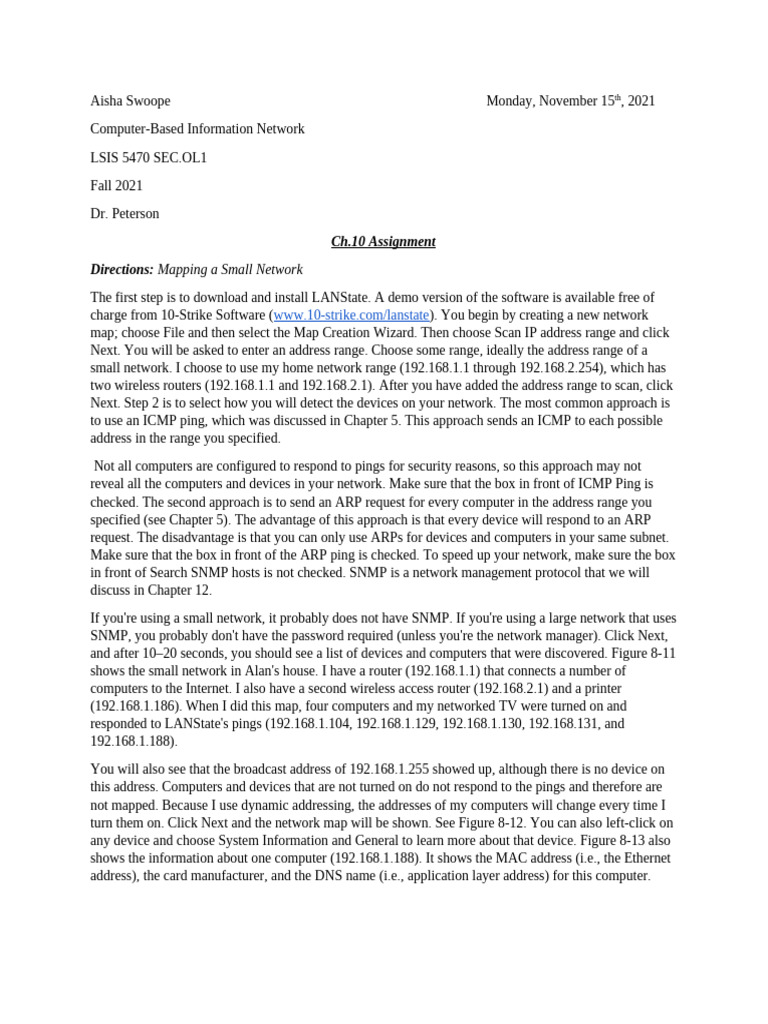 LSIS 5470 Ch.10 Homework | PDF | Computer Network | Computing