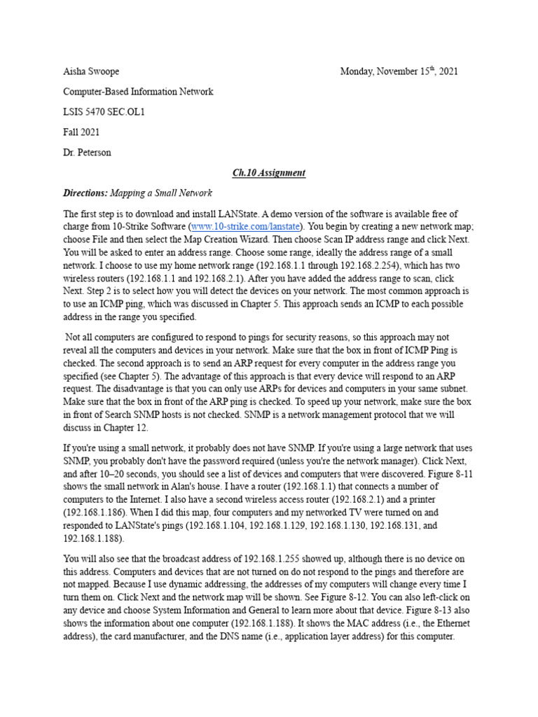 LSIS 5470 Ch.10 Homework | PDF | Computer Network | Internet Protocols