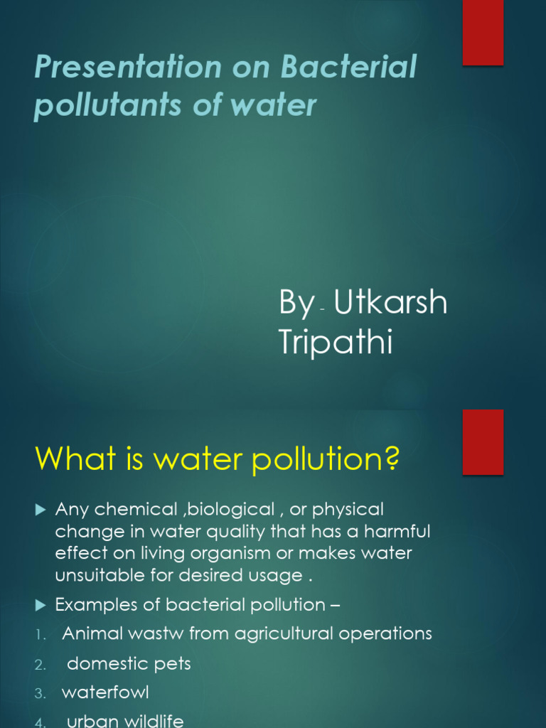 Presentation On Bacterial Pollutants of Water: by Utkarsh Tripathi | PDF | Microbiology ...