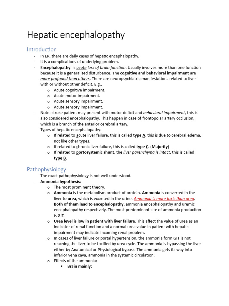 Hepatic Encephalopathy | PDF | Liver | Cirrhosis