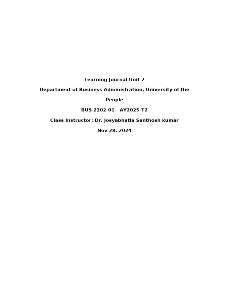 Learning Journal Unit 2 | PDF | Marketing | Human Communication