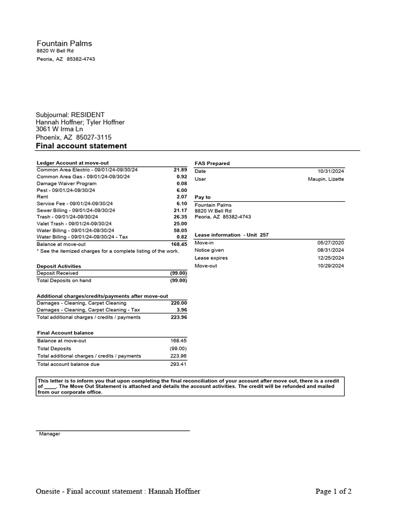 Final Account Statement - 257 - RESIDENT | PDF | Payments | Money