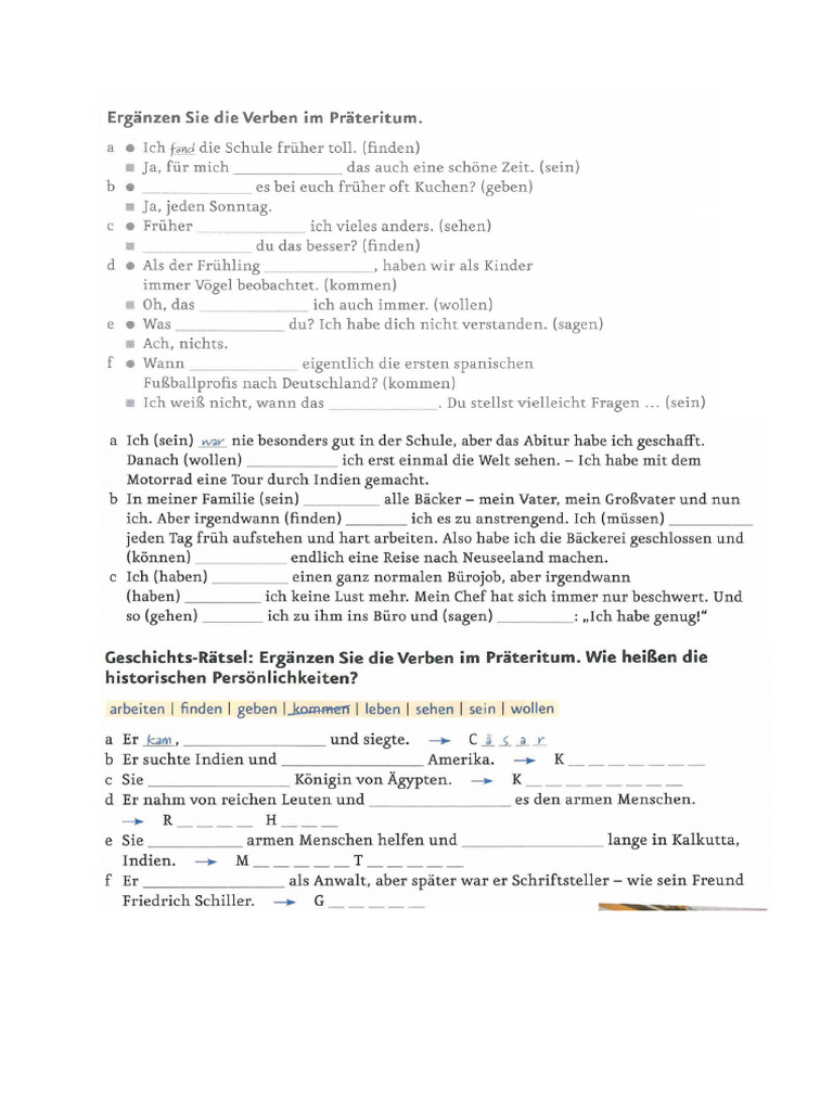 Übungen Präteritum | PDF