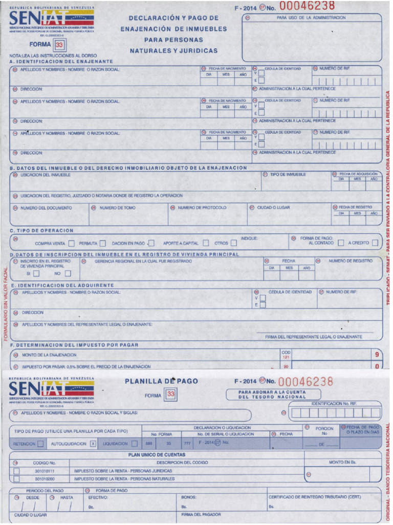 Planillaa Forma 33 | PDF