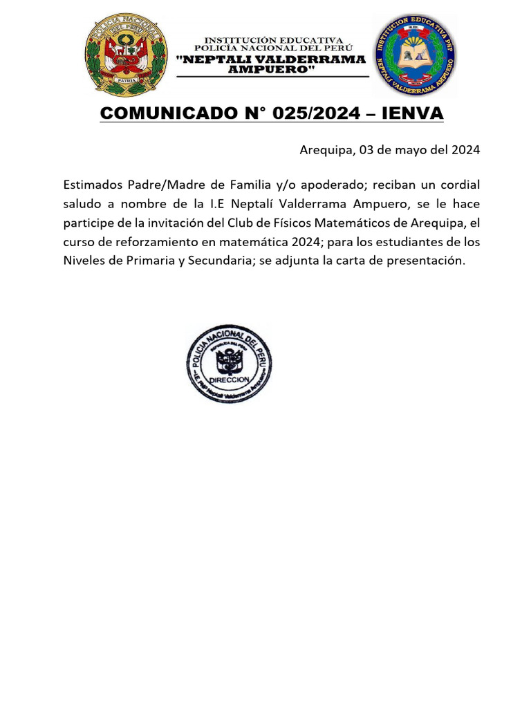 Comunicado N°25 Club de Fisicos Matematicos | PDF