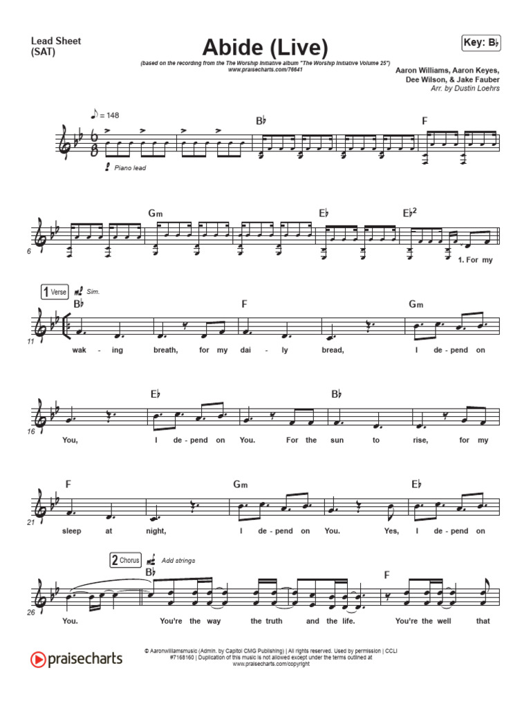 Abide (Live) (Shane & Shan... ) - BB - Lead Sheet (SAT) | PDF