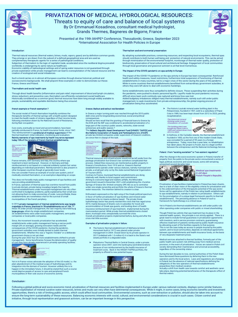 Medical Hydrology: Privatization Risks | PDF | Privatization ...