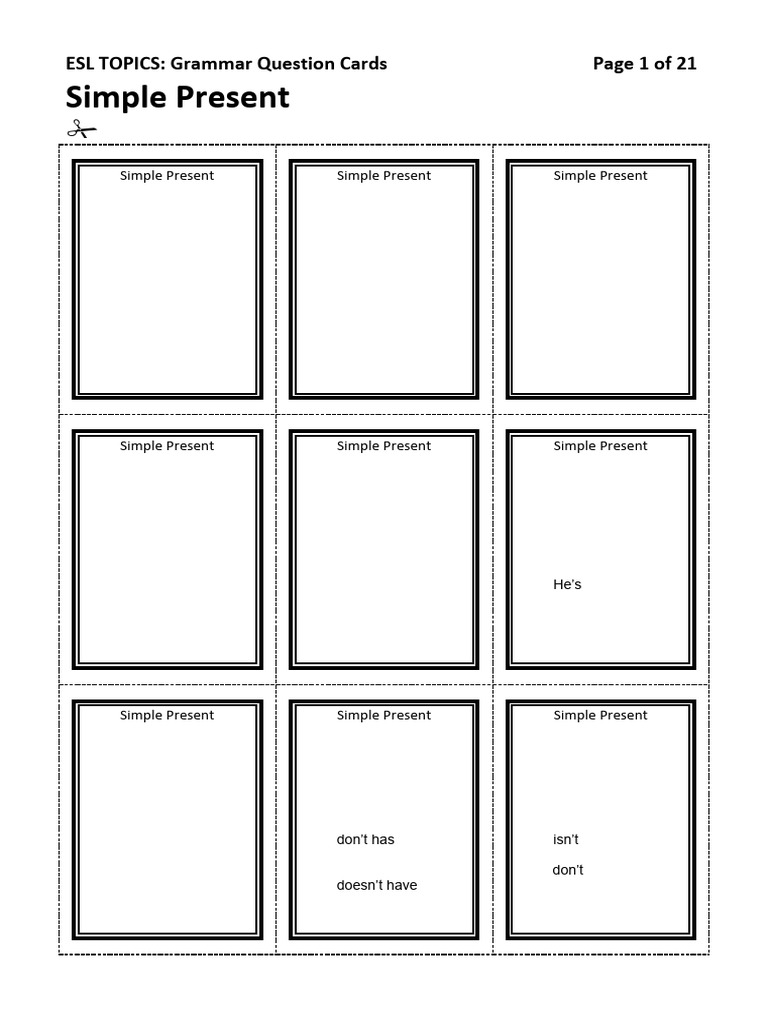 ESL Grammar Question Cards | PDF | Grammatical Number | Plural