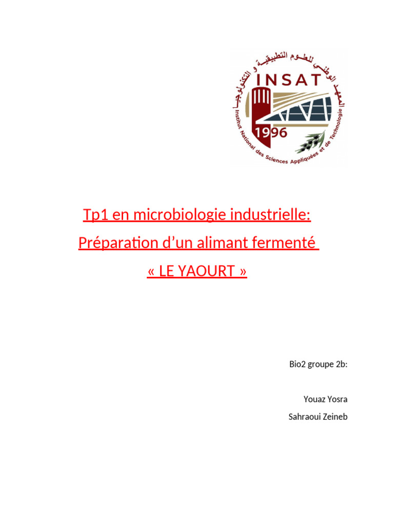 Préparation du yaourt : Fermentation et pH | PDF | Yaourt | Laitages