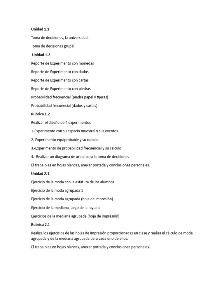 Relacion de Trabajos PM1 | PDF