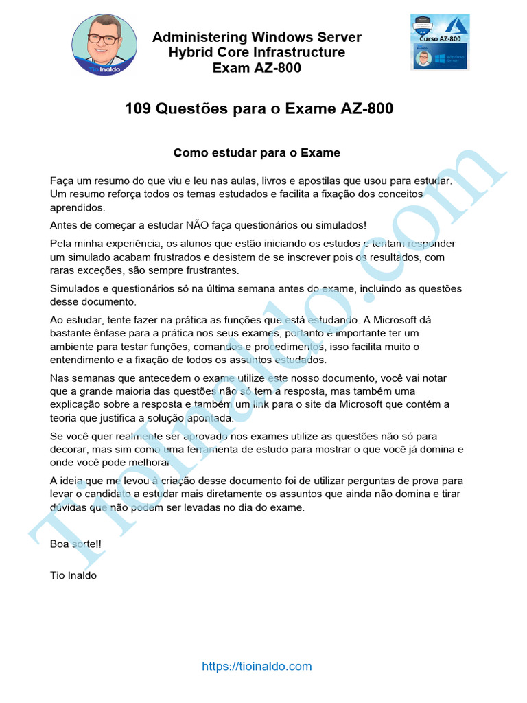 Exam AZ-800 Study Guide: Windows Server | PDF | Active Directory | Hyper V