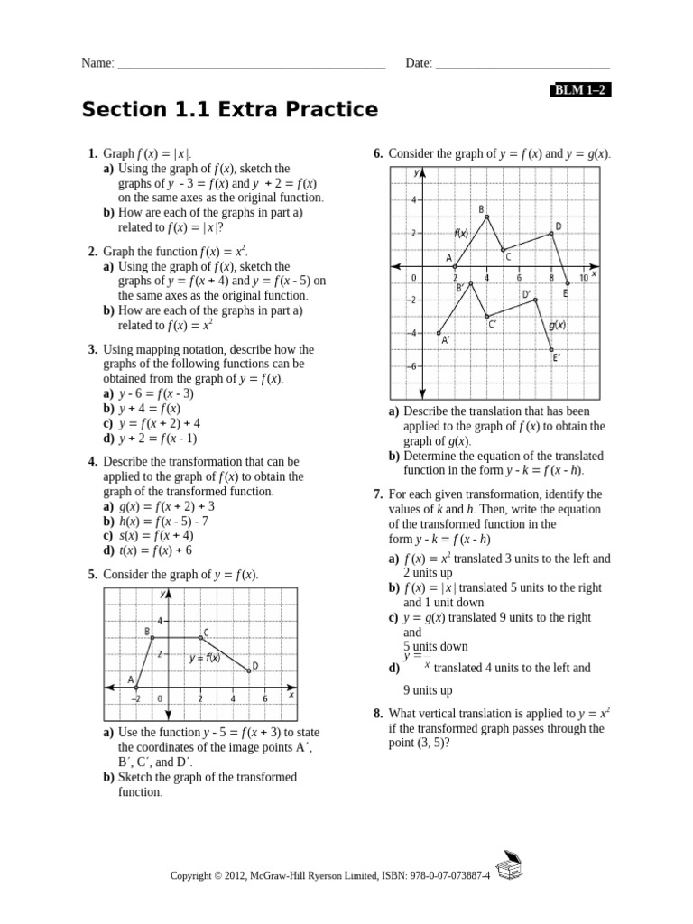 Math 30-1 - Black Line Masters (Sections 1.1-1.4) | PDF | Function ...