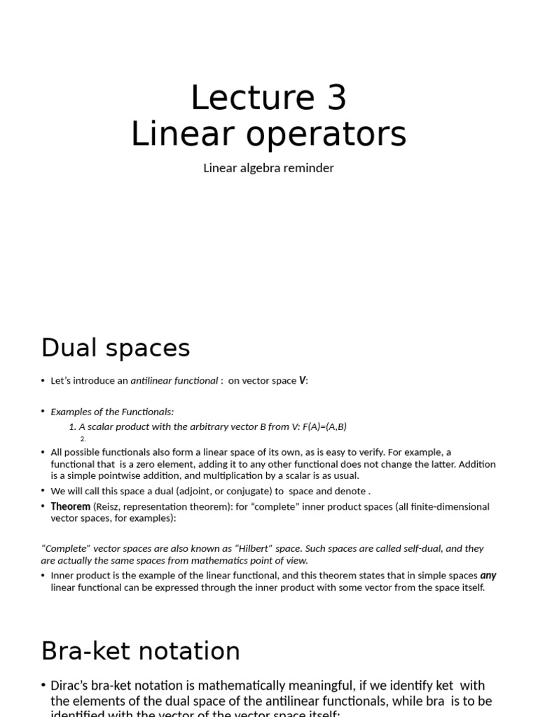 Lecture3 Linearoperators Pdf Vector Space Linear Map
