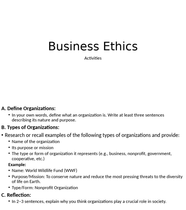 Business Ethics Activity 1 | PDF