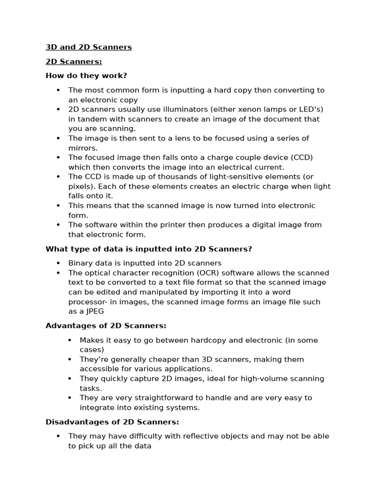 2D and 3D scanners | PDF | Image Scanner | Computing