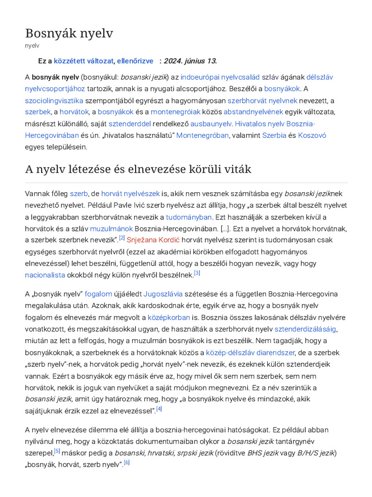 Bosnyák Nyelv | PDF