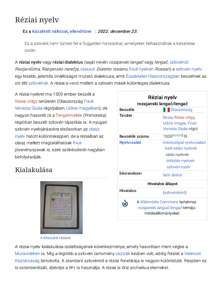 Réziai Nyelv | PDF