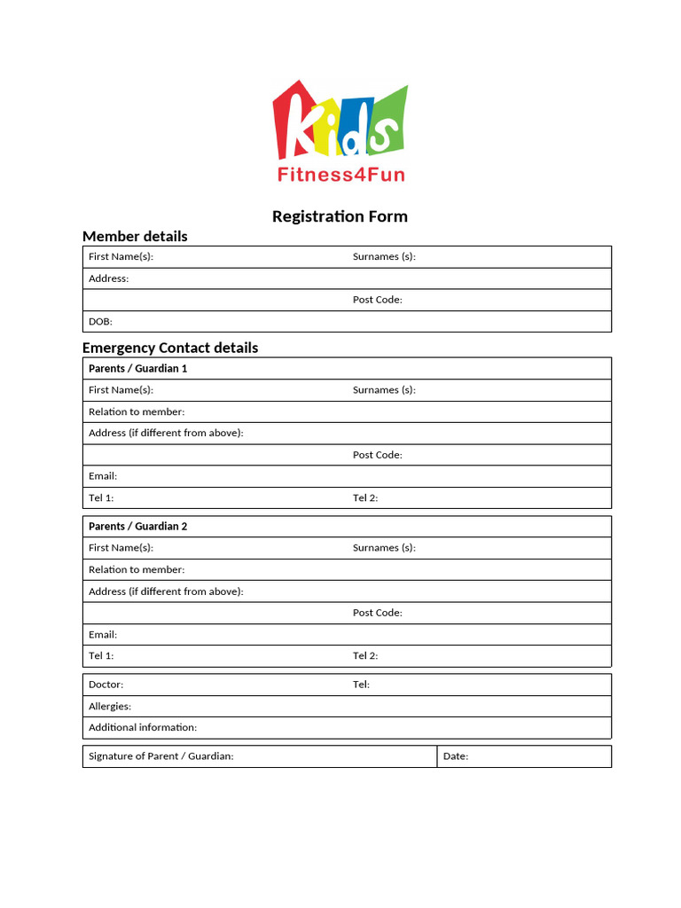 Member Registration Form Template | PDF