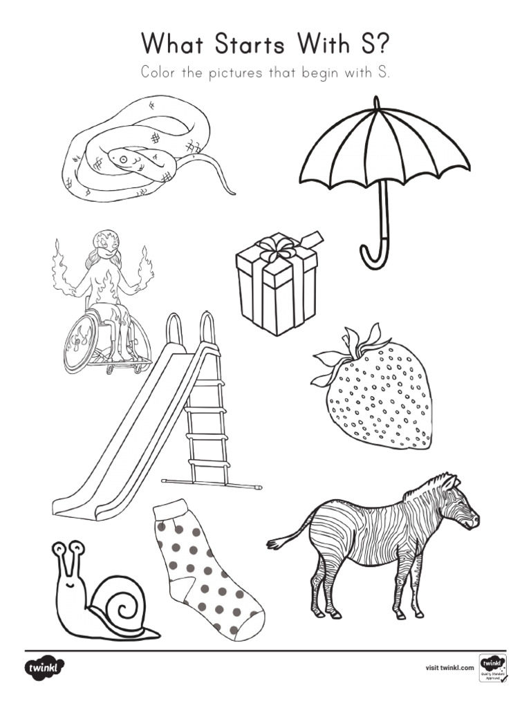 What Starts With S Activity Sheet 1 | PDF