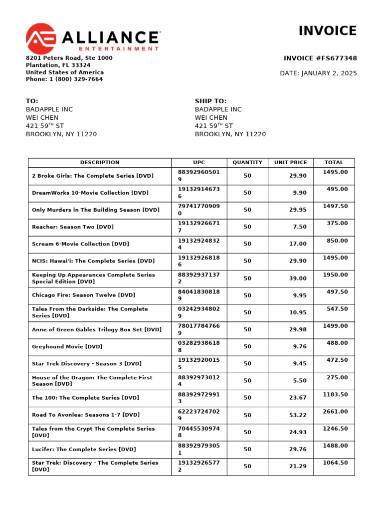 Invoice DVD | PDF