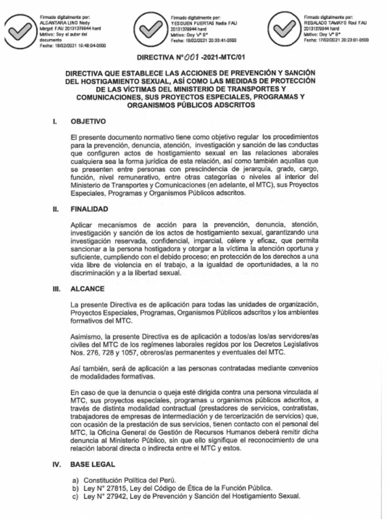 Directiva 001-2021-MTC.01 | PDF