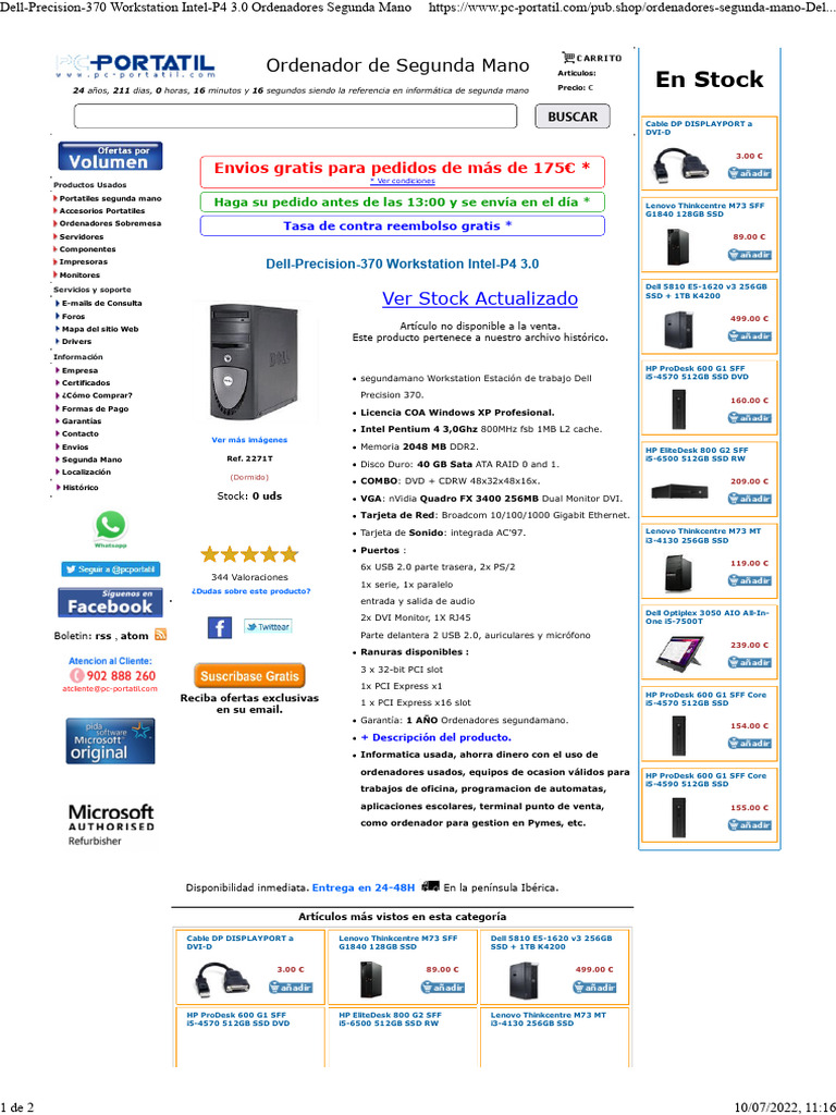 Caracteristicas Dell Precision 370 | PDF | Unidad de estado sólido ...