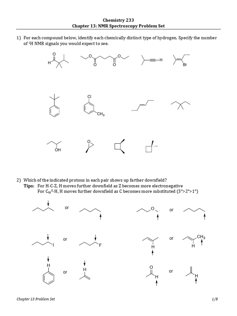 CH 13 Problem Set - CH 13 Problem Set | PDF | Proton Nuclear Magnetic Resonance | Nuclear ...