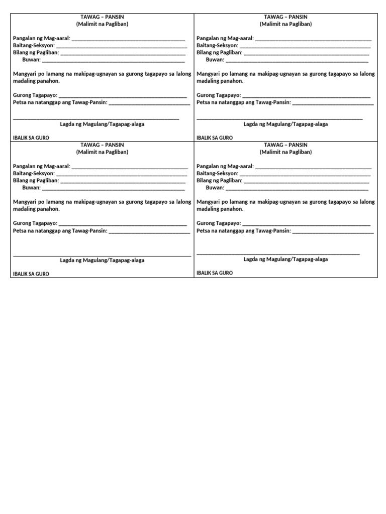 Tawag Pansin Pagliban | PDF