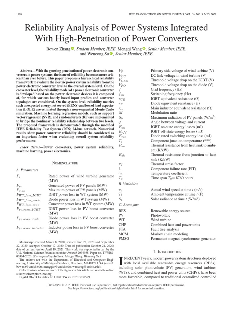 Reliability Analysis of Power Systems Integrated With High-Penetration ...