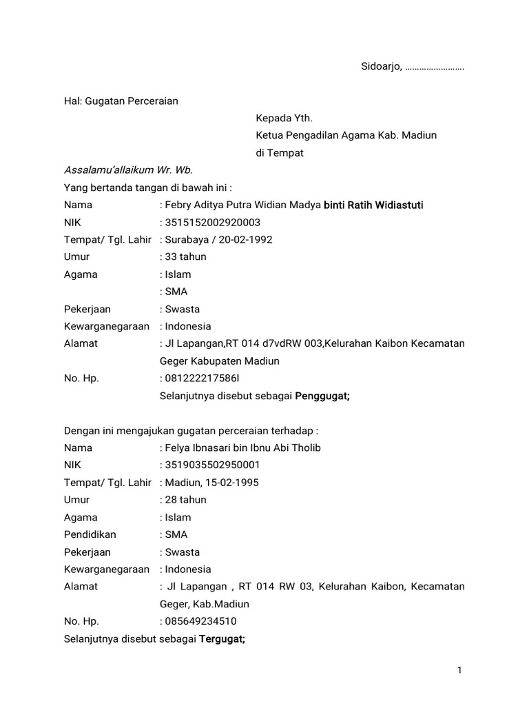 Blanko-Cerai-Gugat BPK - Febry Aditya-PA KB MDN | PDF