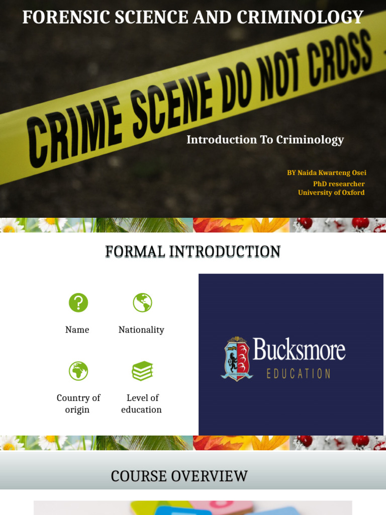 Forensics and Criminology Lecture One | PDF | Criminology | Crimes