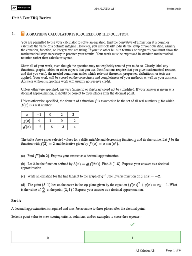AP Calculus AB Test Review Guide | PDF | Function (Mathematics ...