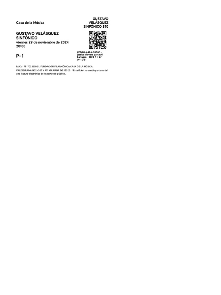 Ticket Cfdqo-648-Aqr38o - Gustavo Vel脕squez Sinf脫nico | PDF