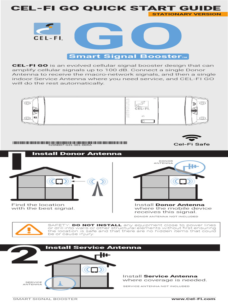 Cel-Fi Go Installation Quick Guide | PDF | Antenna (Radio) | Ac Power Plugs And Sockets