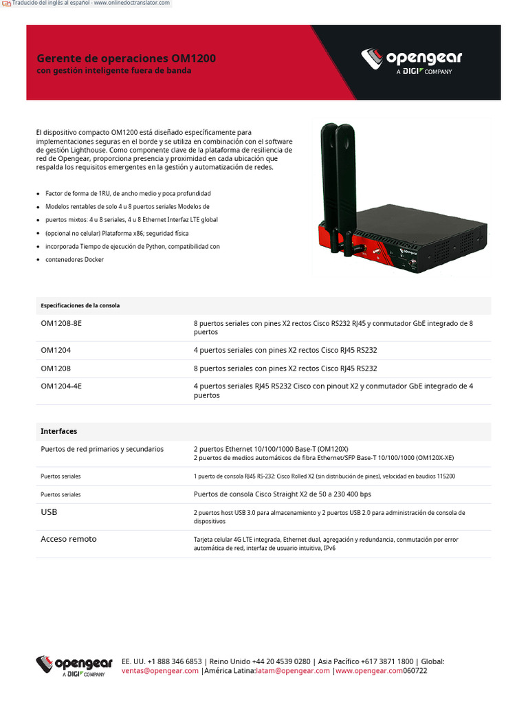 Om1200 Datasheet - En.es | PDF | USB | Telecomunicaciones