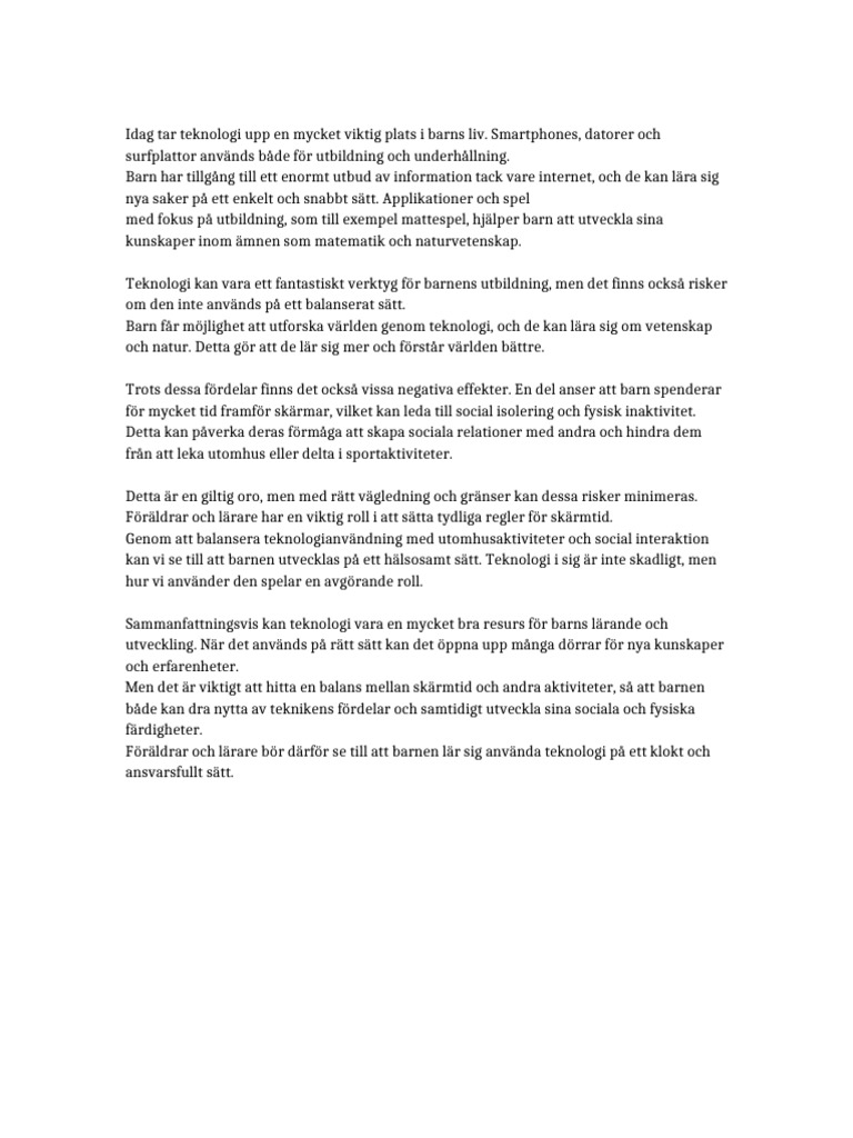 Argumenterande Text Utan Rubrik | PDF